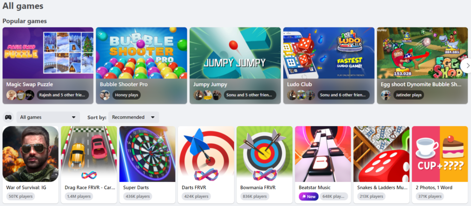 Top and some Best Facebook Games that You Should Play
